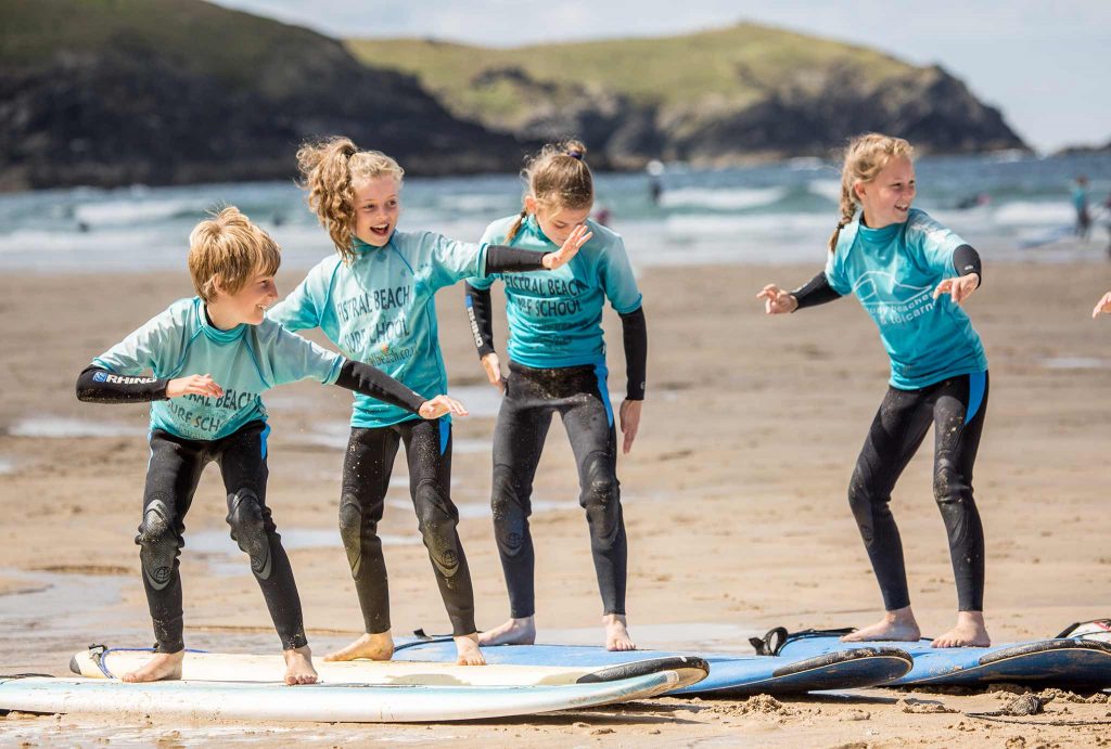 School group surf lessons - Fistral Beach Surf School
